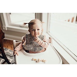 Three Little Tots Modern Silicone Baby Bib – Adjustable Fit Waterproof Catch Bibs ((Leopard)