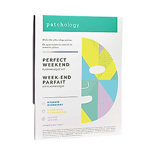 Patchology Perfect Weekend Facial Sheet Mask - Potent Hyaluronic Acid & Firming Formula - Intense Moisturizing & Hydration for Men & Women - Ultimate Skin Revitalizing Face Sheets, 3 count