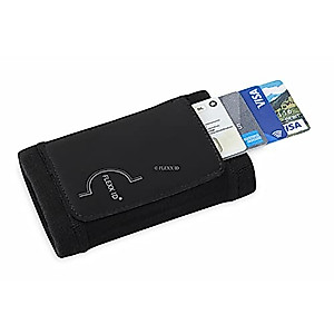 FLEXX ID TREKK Voyager RFID Blocking Water Resistant Wearable Wallet - Comfortable, Convenient & Secure Armband Wallet with Zipper Pocket (Black)