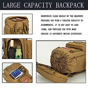 Extra Large Hiking Daypack, [2023 Upgraded]Waterproof Camping Backpack For Men, 60l70l85l Military Molle Rucksack Backpack