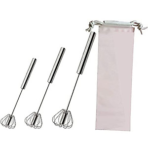 Stainless Steel Semi-automatic Egg Whisk - 3PCS Hand Push Rotary Whisk Blender (3 Pack)