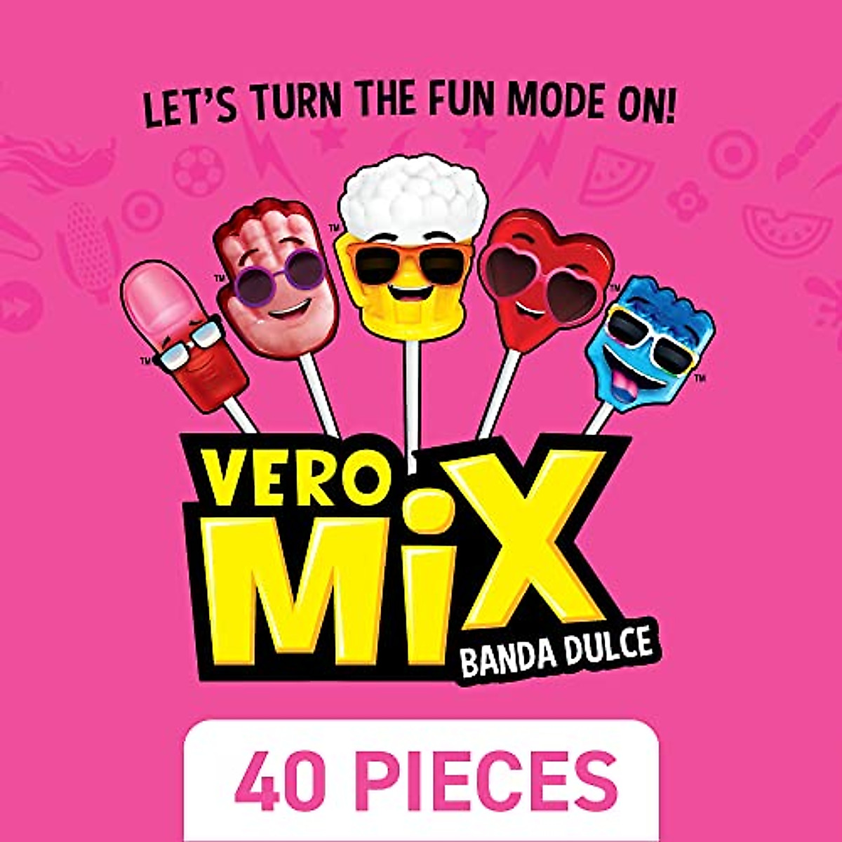 Vero Mix Banda Dulce Assorted Sweet Lollipops, Artificially Flavored, 1 Pound 4.31 Ounces, 40 Count Bag