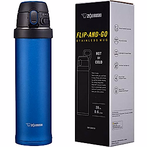 Zojirushi SM-QHE60AK, Flip-and-Go Stainless Mug, 20-Ounce, Cobalt Blue