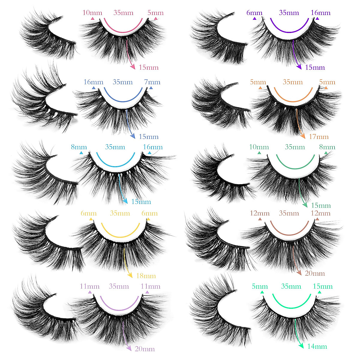 HeyAlice False Lashes Faux Mink Eyelashes 30 Pairs 10 Styles Wholesale Eye Lashes Pack 3D Volume Natural Look Wispy Fluffy Fake Eyelashes Bulk