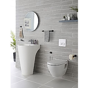 DHAEE 6 Pieces Matte Black Bathroom Accessories Set,Sturdy 304 Stainless Steel Bathroom Hardware Set,Include Wall Mounted Towel Rack/Toilet Paper Holder,Towel Rings,2 Towel Hooks,2 Soap Dish