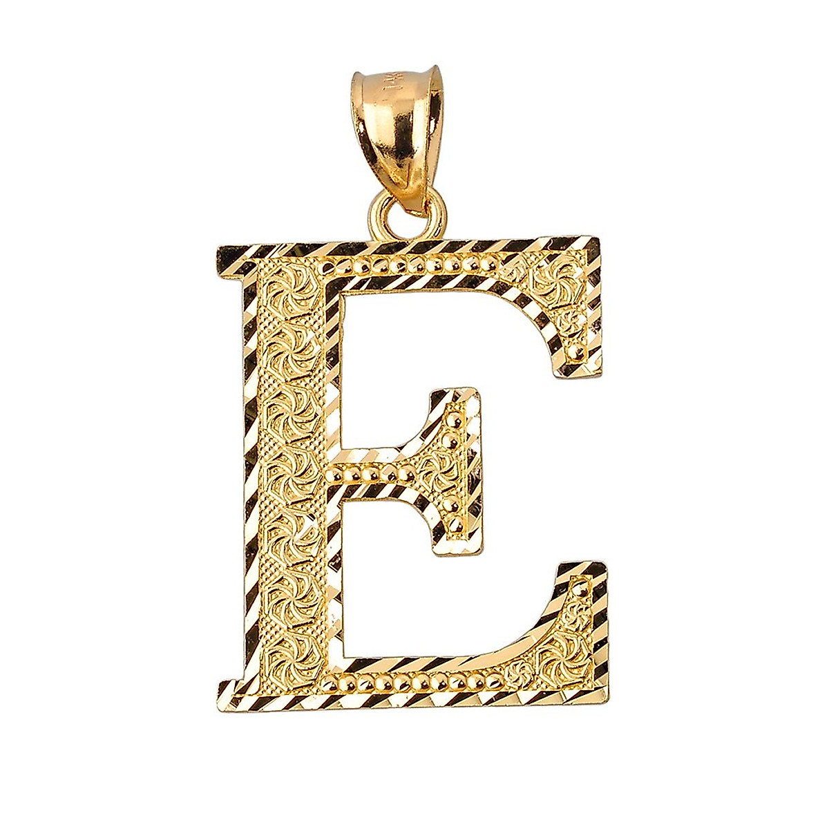 10k Yellow Gold Initial Letter E Charm Pendant, 0.7"