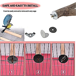HUANMU 4 PCS Wood Bird Perch Stand , Natural Wood Parrot Perch , Parrot Cage Accessories Toys , Hanging Multi Branch Perch for Parrots.