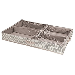 InterDesign Non-Woven Fabric Organizer – 4 Compartments, Taupe/Natural Axis Under Bed Boot Storage Box-Chevron