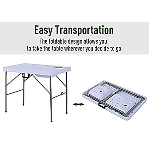 Outsunny Portable Folding Camping Sink Table with Faucet and Dual Water Basins, Outdoor Fish Table Sink, 40''