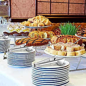 Eisinly Serving Utensils, Set of 6 Large Serving Spoons Forks Tongs Butter Knife and Pie Server, Thickened Stainless Steel Buffet Catering Flatware Serving Set for Party Banquet