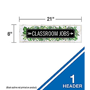 Schoolgirl Style Simply Boho Mini Bulletin Board Set—Job Assignment Pockets and Student Cutouts for Classroom Tasks, Roles and Responsibilities (46 pc) (110509)
