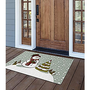 Brumlow MILLS Snowman Washable Festive Christmas Snow Scene Indoor or Outdoor Holiday Area Rug for Living or Dining Room, Bedroom Carpet and Kitchen Runner Rug, 30" x 46", Snow Christmas Tree