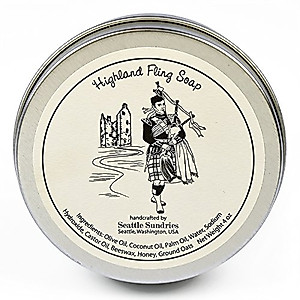 Seattle Sundries | Sweet Honey & Oatmeal Soap for Women & Men - 1 (4oz) Exfoliating All-Natural Bar Soap in a Reusable Travel Tin - Highlander Theme Gift