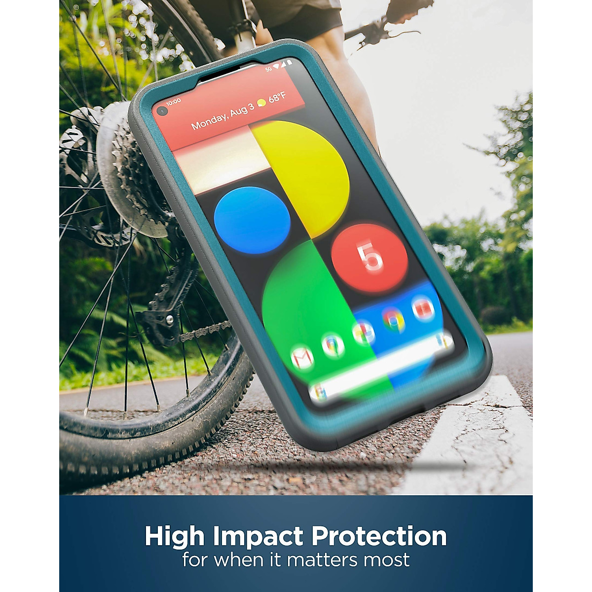 ENCASED RebelShield Designed for Pixel 5 Case with Screen Protector, Heavy Duty Full Body Protective Cover with Build-in Screen Guard for Google Pixel 5 5G - Blue