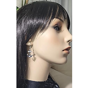 DianaL Boutique Beautiful Silvertone Nautical Anchor Earrings Enameled Gift Boxed Fashion Jewelry