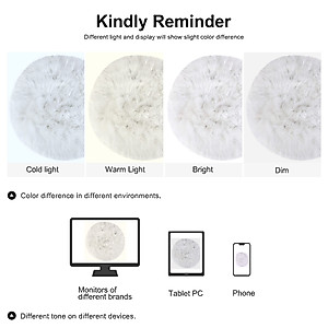 uxcell Faux Fur Round Rug,Fluffy Area Mat,Fluff Rugs for Bedroom Floor Sofa Living Room 2 x 2 Feet Snow White