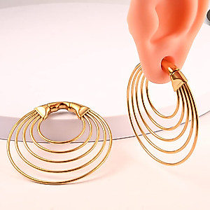 DOEARKO 2PCS Cool Hoops Ear Weights for Stretched Ears Gauges Ear Plugs Body Piercing Tunnels 316 Stainless Steel Hypoallergenic Body Jewelry (6mm(2G), Gold)