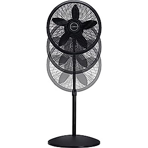 Lasko Oscillating Pedestal Fan, Adjustable Height, 3 Speeds, for Bedroom, Living Room, Home Office and College Dorm Room, 18", Black, 1827
