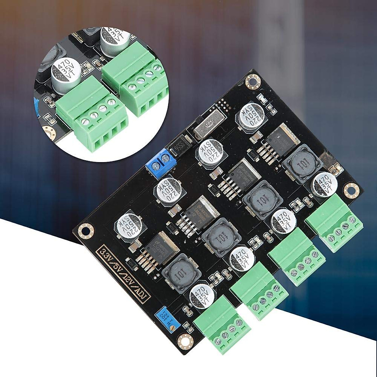 Multi-Channel Power Supply Module with 3.3V/5V/12V/ADJ, Adjustable Voltage Output Buck Converter with Four and high Performance LM2596 Chips