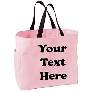 all about me company Personalized Monogrammed Shoulder Bag with Custom Text Essential Canvas Tote Bag with Customizable Embroidered Monogram (Pink)