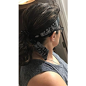 Kenz Laurenz Tie Back Headbands Moisture Wicking Athletic Sports Head Band You Pick Colors (3 Pack ATD/B/R/B)