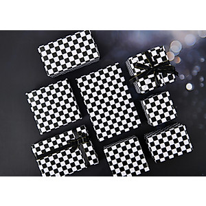 Sikiweiter Checkred Flag Wrapping Paper, 3 Large Sheets Race Car Wrapping Paper for Boys Girls, 27.6 X 39.4 Inches Per Sheet(Race Car)