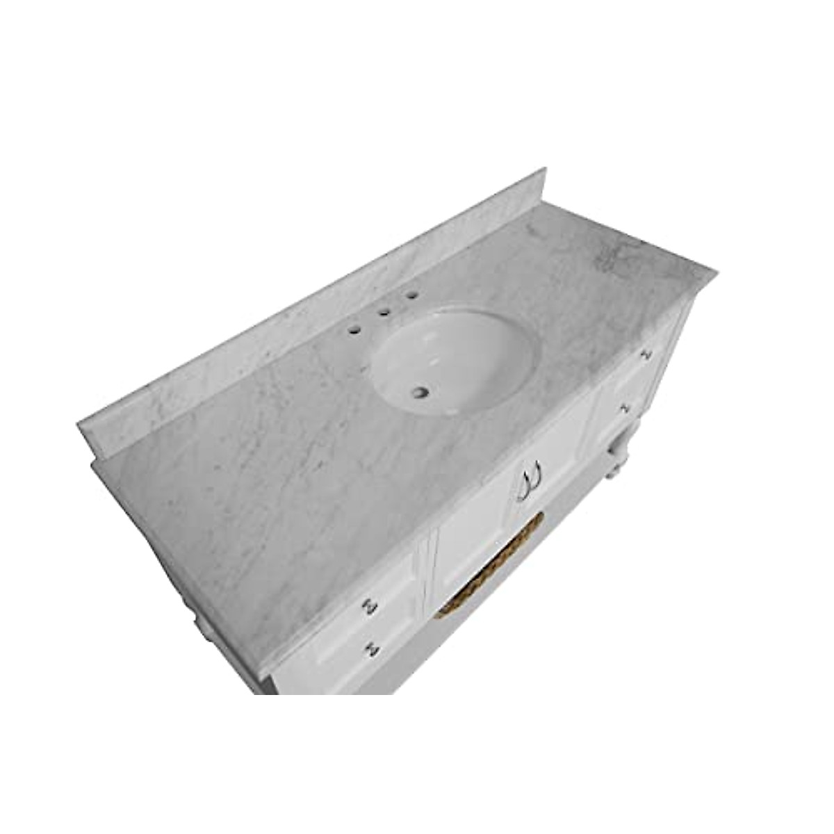 Kitchen Bath Collection Beverly 60-inch Single Bathroom Vanity (White/Carrara): Includes White Cabinet with Authentic Italian Carrara Marble Countertop and White Ceramic Sink