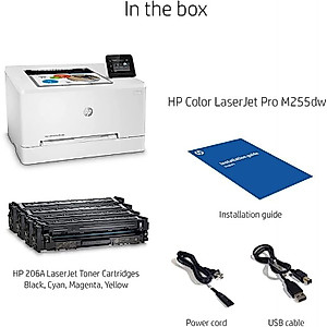 HP Color Laserjet Pro M255dw Single-Function Wireless Laser Printer, White - Print only - 2.7" Color Touchscreen, 22 ppm, 600 x 600 dpi, 8.5 x 14, Auto Duplex Printing, Ethernet