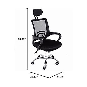 Comfty Mesh Office Chair with Mid Back and Chrome Base, 39.73”-40.91”, Black