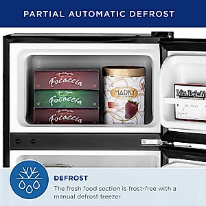 GE Mini Fridge With Freezer | 3.1 Cubic Ft. | Double-Door Design With Glass Shelves, Crisper Drawer & Spacious Freezer | Small Refrigerator Perfect for the Garage, Dorm Room, or Bedroom | Black