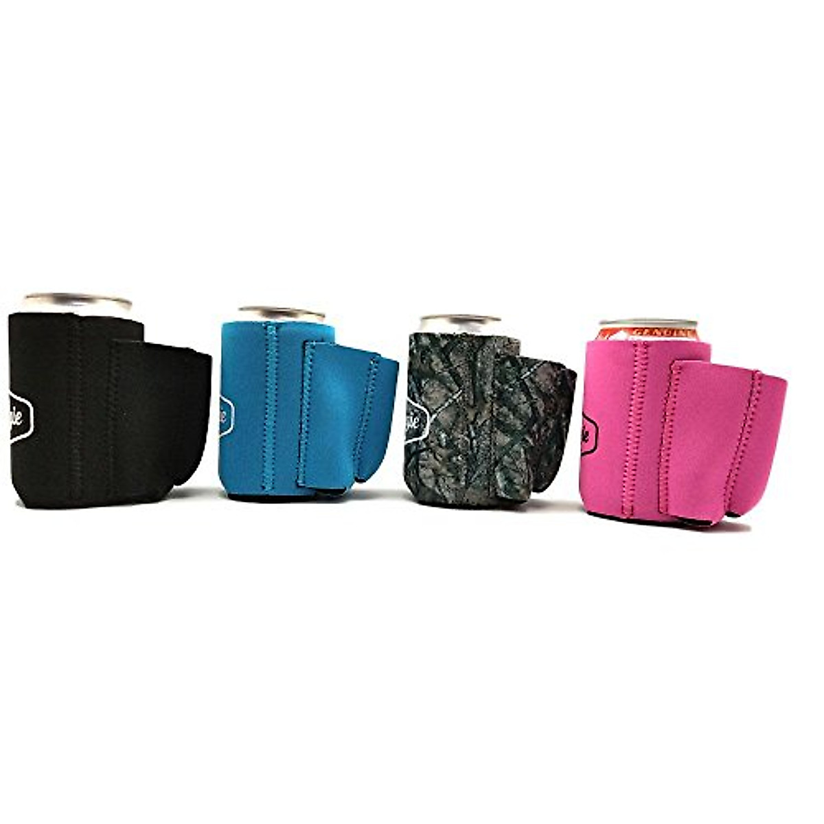 Beer Can Chuggie With Two Pockets, Holds Phone, Keys and Accessories, 3mm Thick Neoprene (Assorted, 4 Pack)