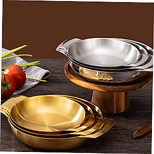 PRETYZOOM Stainless Steel Seafood Pot Double Handle Cooking Pan Cookware Non Stick Pan Casserole Pot Sturdy Cooking Pot Nonstick Frying Pan Camping Stew Pot Metal Grill Pan Griddle