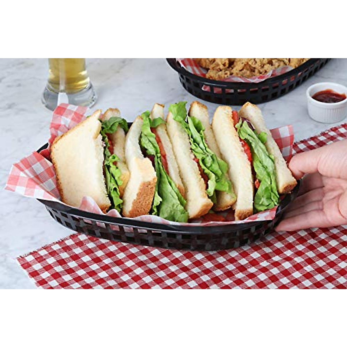 New Star Foodservice 44041 Fast Food Baskets, 10.5 x 7 Inch, Set of 12, Black