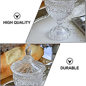 Cabilock Crystal Candy Jar Glass Candy Dish with Lid Biscuit Barrel Decorative Sugar Bowl Cookie Jar for Home Party Decor