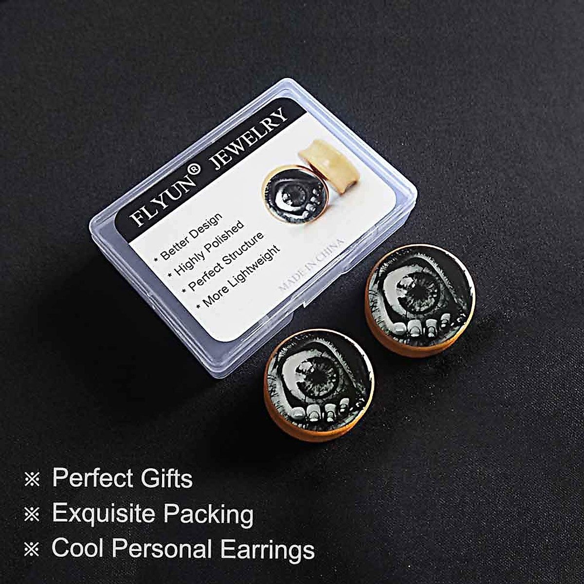 FLYUN 2Pcs Natural Wood Eyeball Ear Plugs Tunnels 8-25mm Gauges Double Flared Saddle Plugs Stretcher Expander Piercings Jewelry (1" (25mm))