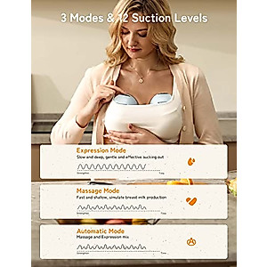Besrey Wearable Breast Pump Hands Free with 3 Mode 12 Levels, Double Portable Electric Breast Pump of LED Display, Memory Function, Leak-Proof & Low Noise, 24mm All-in-One Painless Breastfeeding Pump