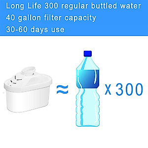 Pack of 2 Alkaline Water Pitcher Filter Cartridge Replacement with 4-Stage Filtration for Reducing Lead, Mercury, Zinc, and Removing Chlorine Taste & Odor, Drinking Water Filter for Pitcher