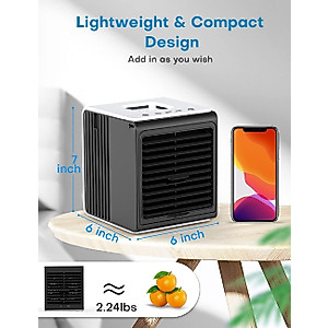 CENSTECH 3-IN-1 Mini Air Conditioner with Remote, Top Splash-Proof Design, 3 Speeds Small Portable Air Conditioner, Large Capacity Tank & USB Power Air Cooler, Desk Air Conditioner for Office Bedroom