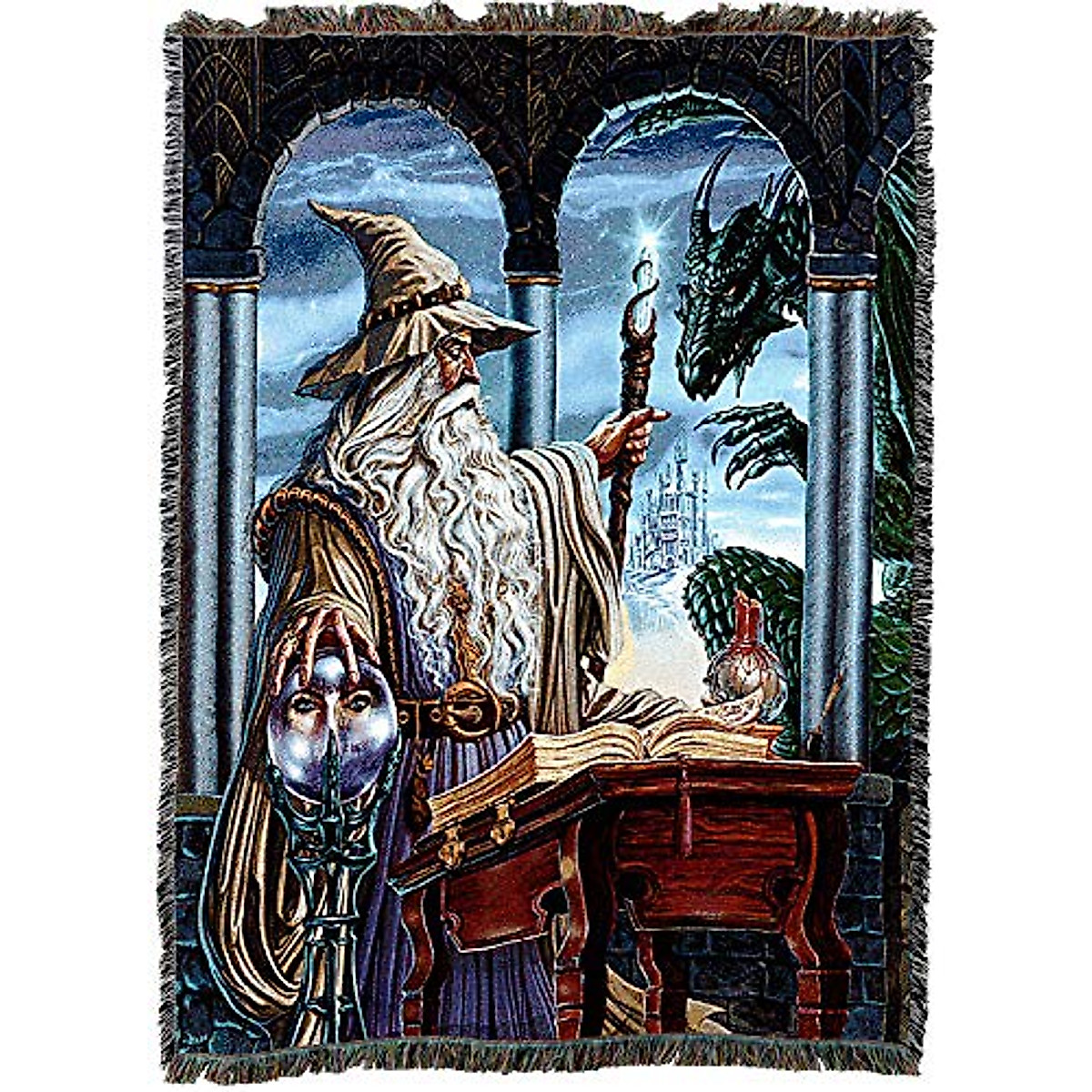 Pure Country Weavers Wizard's Emissary Dragon Blanket by Ed Beard Jr - Gift Fantasy Tapestry Throw Woven from Cotton - Made in The USA (72x54)