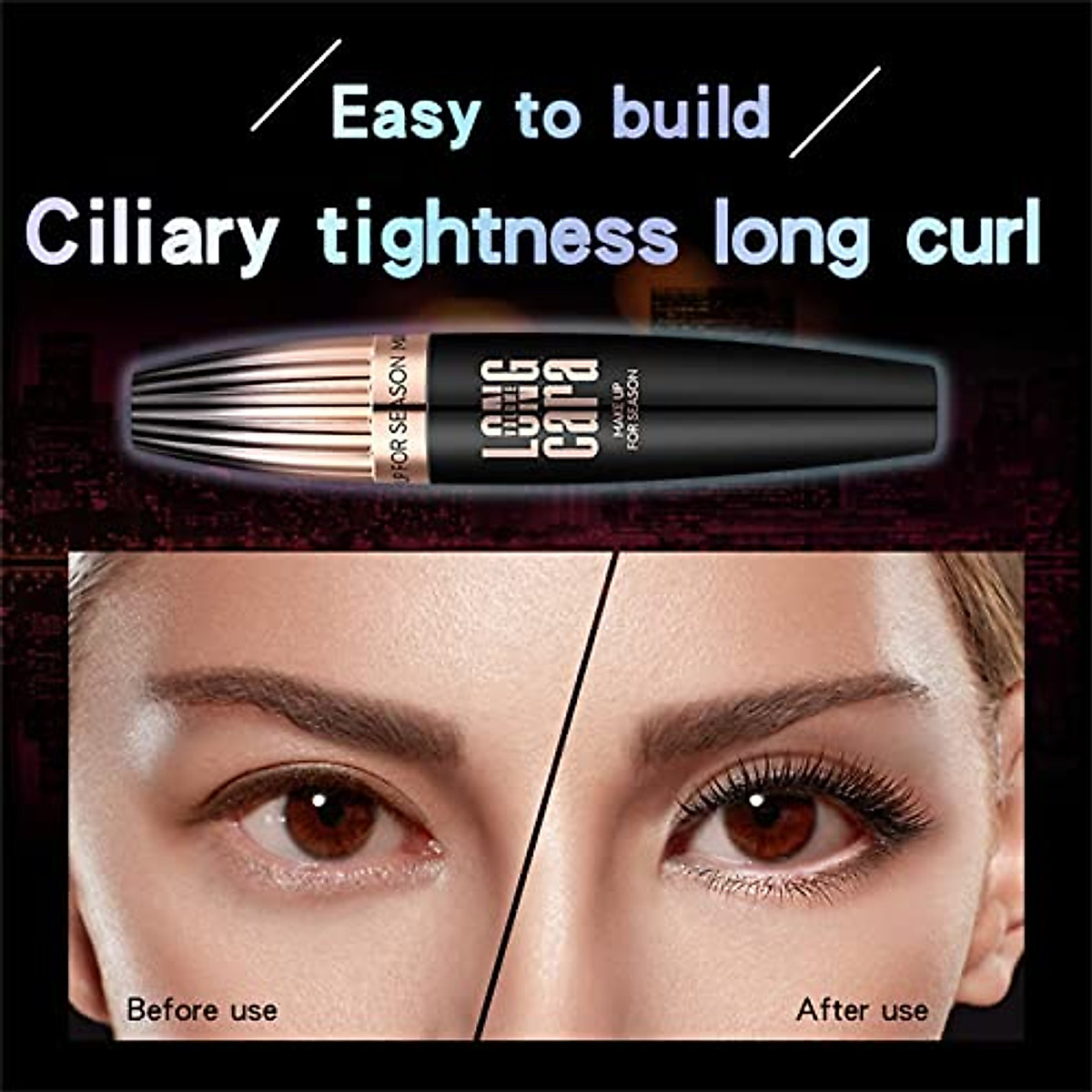 My Amazing Lashes Mascara Black Volume and Length Waterproof Smudge Proof 4D Silk Fiber Lash Mascara Natural Long Lasting Silk Fibre Mascara Longer Volumizing and Lengthening Mascara for Women (2 Pcs)