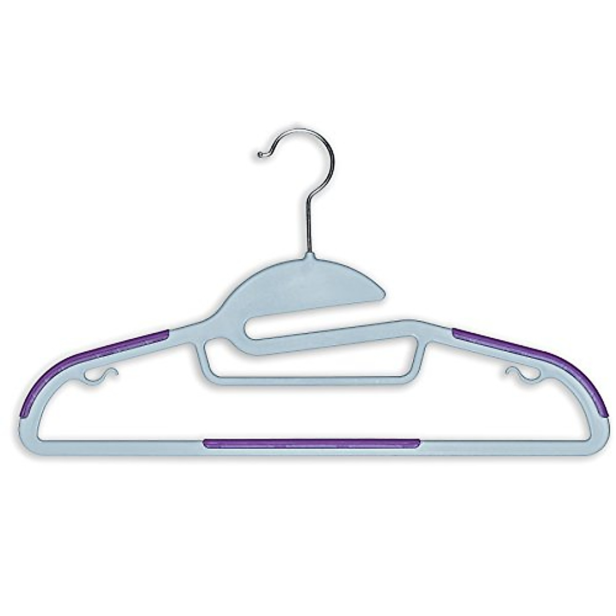 BriaUSA Dry Wet Clothes Hangers Amphibious Purple with Non-Slip Shoulder Design, Steel Swivel Hooks – Set of 10