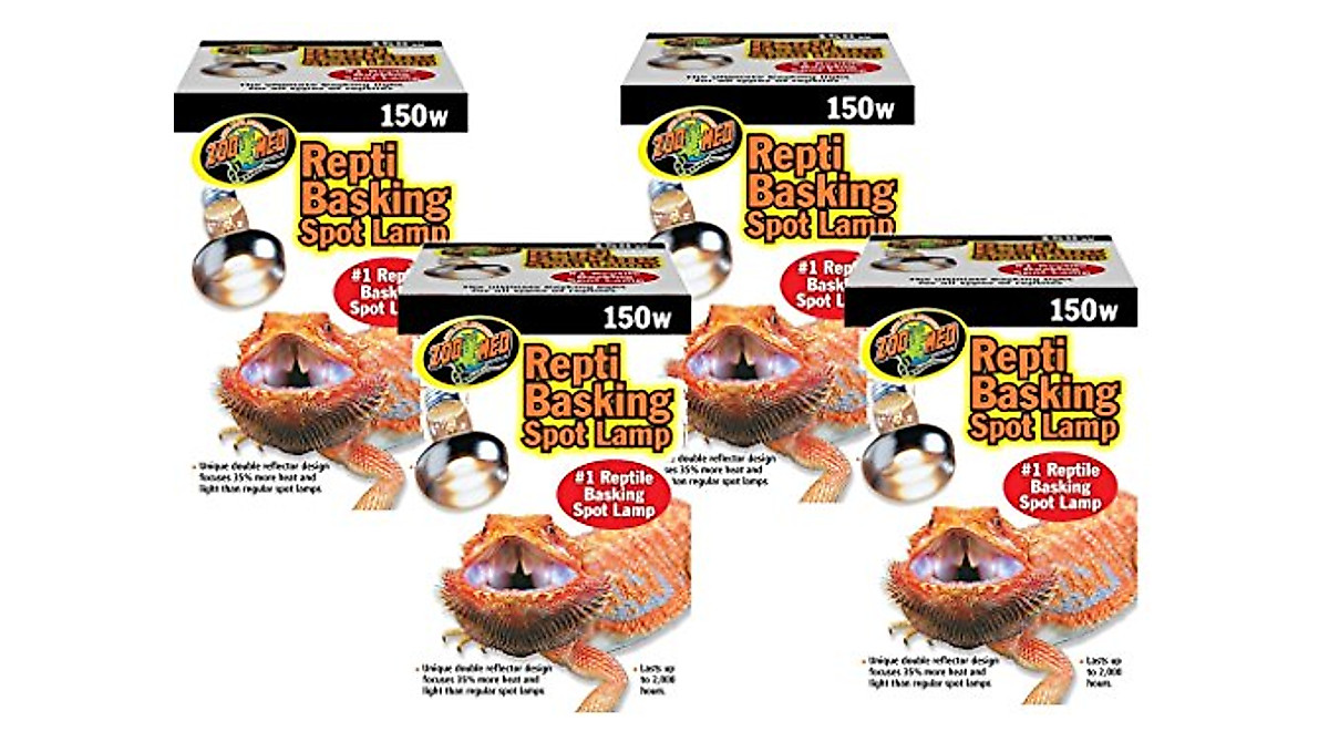 Zoo Med Reptile Basking Spot Lamps 150W 4-Pack - Focused Heat for Reptiles