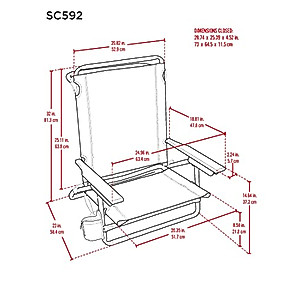RIO beach Classic 5-Position Lay-Flat Folding Beach Chair, 30.8" x 24.75" x 29.5", Cool Blue Stripes