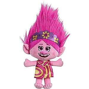 Trolls World Tour DreamWorks Festival Poppy Plush Doll 8" Tall Yellow Pink Dress Purple Headband Officially Licensed