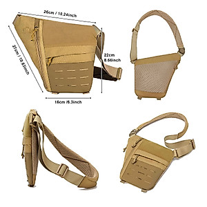 Crossbody Sling Bag for Men Women, Tactical Anti-Thief Conceal Carry Handgun Bag Stealth Personal Pocket Bag Over Shoulder Backpack w.Keychain Carabiner(CP)