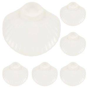 UPKOCH Movie Night Snack Trays 6Pcs Shell Dumpling Plates with Sauce Holder Plastic Sushi Plates Serving Platter Tray French Fries Plate with Sauce Divider For Home Kitchen (White) Serving Dishes