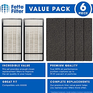 Fette Filter - Air Purifier Filter and Pre-Filter Compatible with Honeywell True HEPA Filter H HRF-H1, HRF-H2 & Filter B HRF-B1, HRF-B2 -(2 HEPA and 4 Pre-Filters)