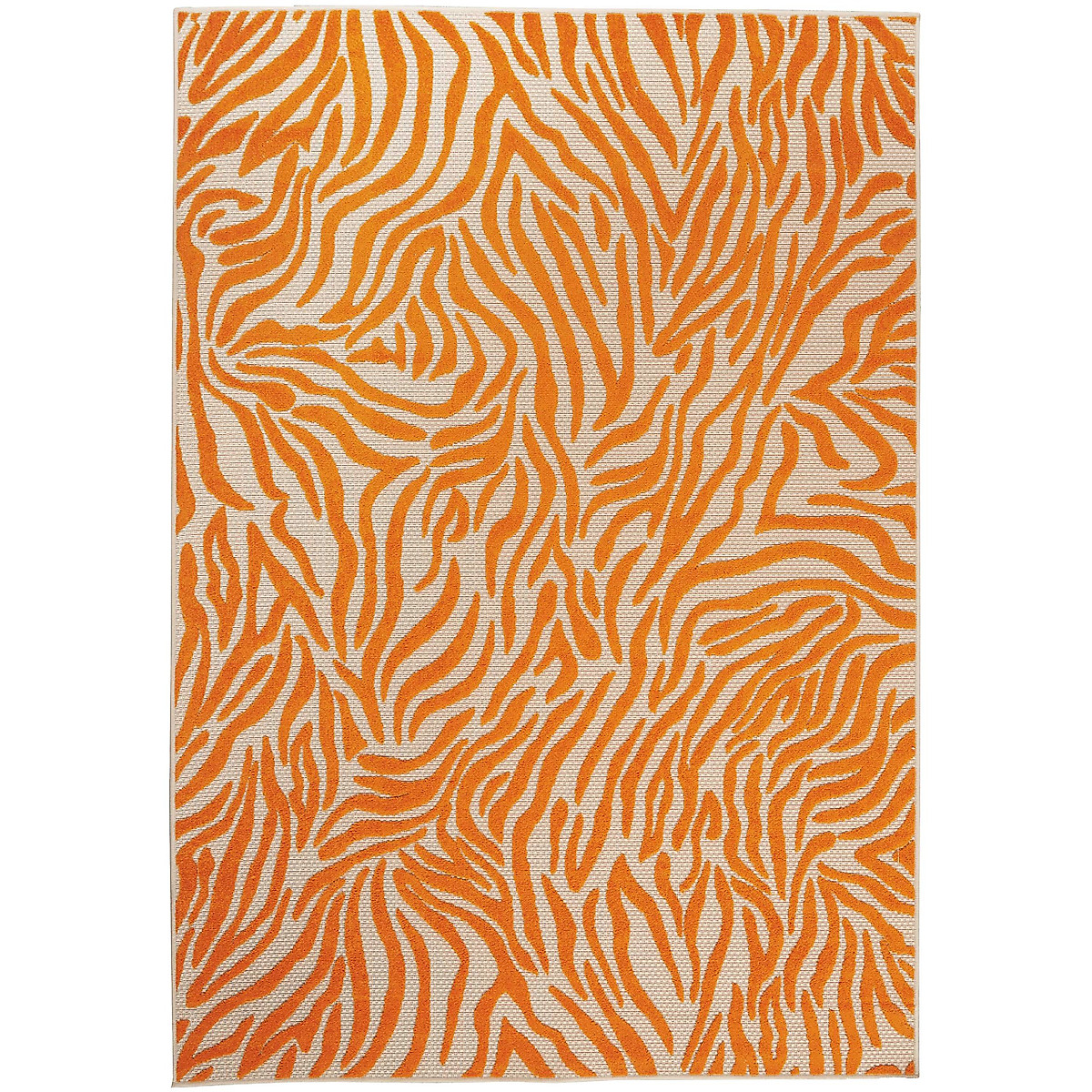 Nourison Aloha Indoor/Outdoor Orange 3'6" x 5'6" Area -Rug, Tropical, Botanical, Easy -Cleaning, Non Shedding, Bed Room, Living Room, Dining Room, Deck, Backyard, Patio (3x5)
