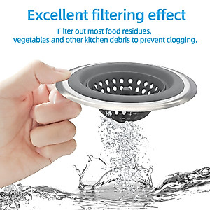 Stainless Silicone Kitchen Set of 2 Sink Strainer, Flexible Silicone Kitchen Sink Drainers, Large Wide Rim 4.5 inch Diameter