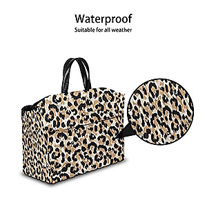 Leopard Print Diaper Bag Tote with Stroller Straps, Animal Texture Large Capacity Baby Stroller Organizer Bag, Multi-Function Nappy Bag Travel Handbag